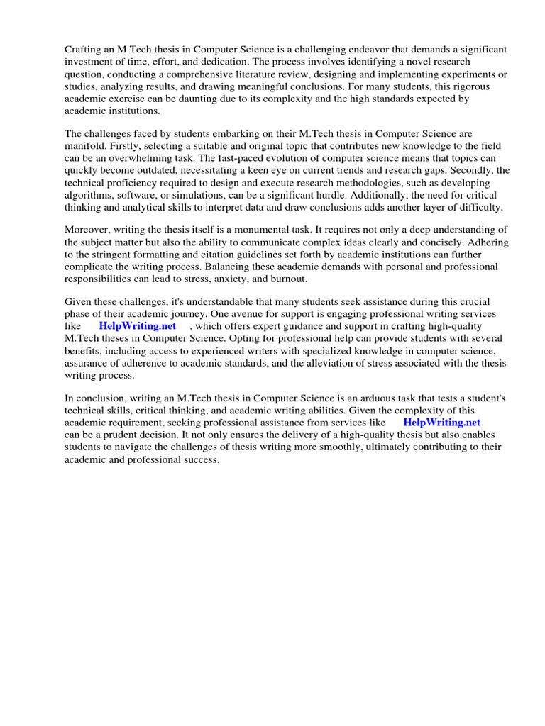 M Tech Thesis Topics in Computer Science PDF | PDF