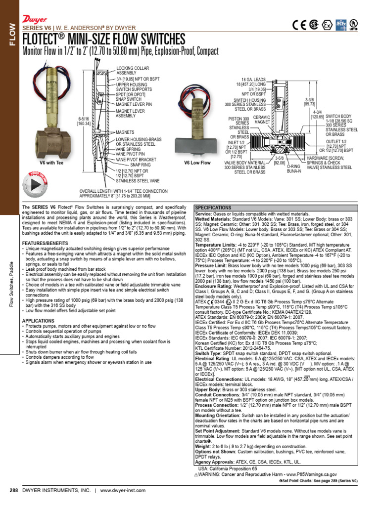 Flotect® Mini-Size Flow Switches | PDF