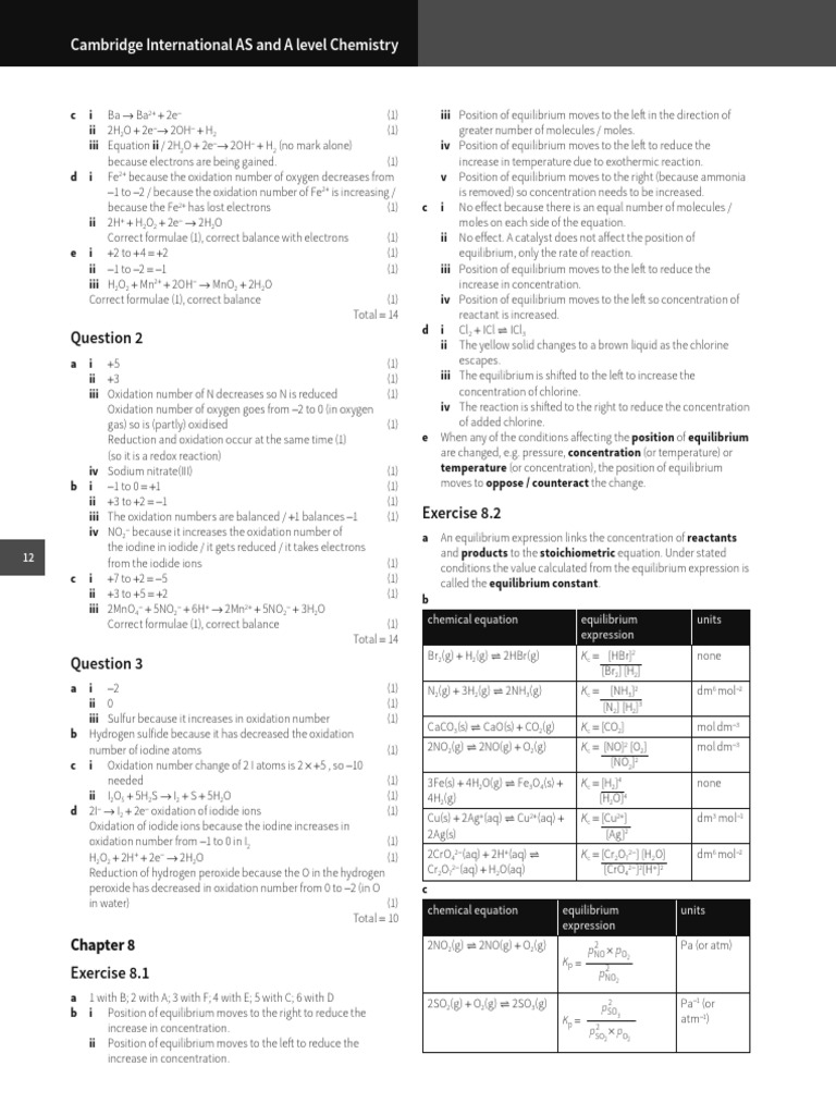 Equilibrium Ans Key | PDF | Chemical Equilibrium | Chemical Reactions
