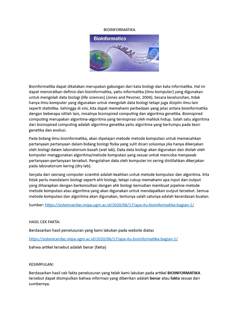Pengantar Bioinformatika dan Metode Komputasi | PDF | Komputer ...