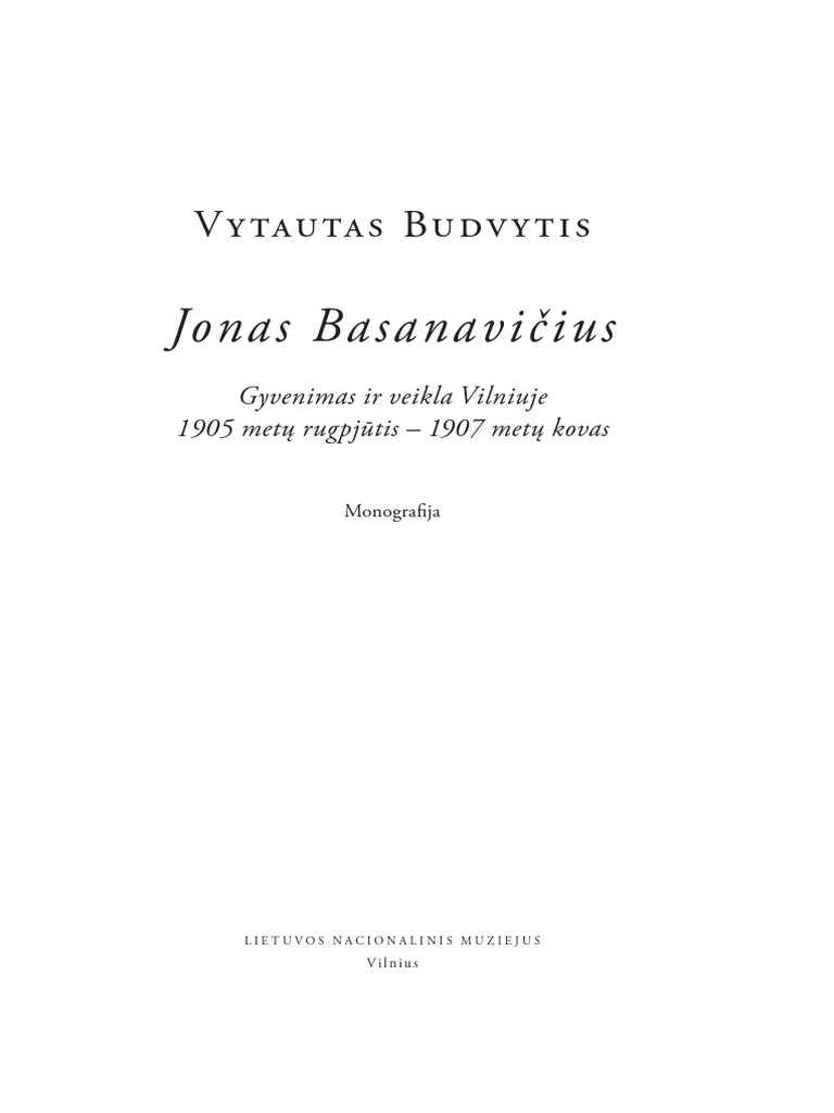 Pranas Vytautas Budvytis Jonas Basanavicius Monografija | PDF
