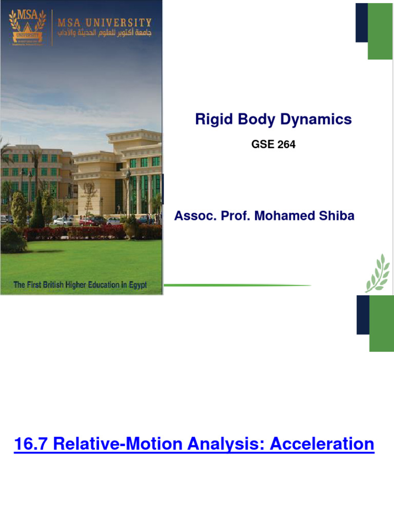 Rigid Body Acceleration Analysis | PDF