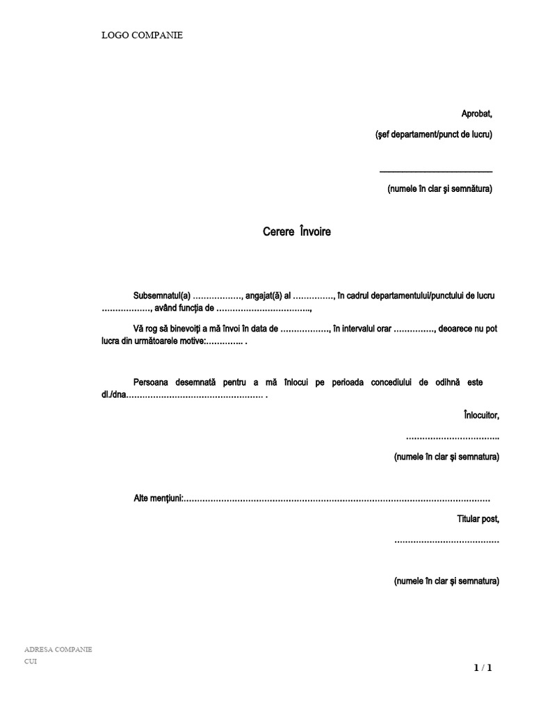 Model Cerere Invoire | PDF