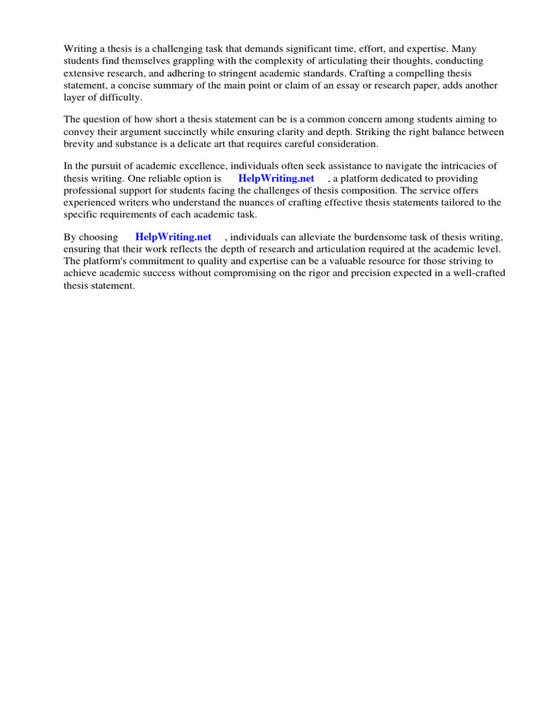 How Short Can A Thesis Statement Be | PDF | Career & Growth