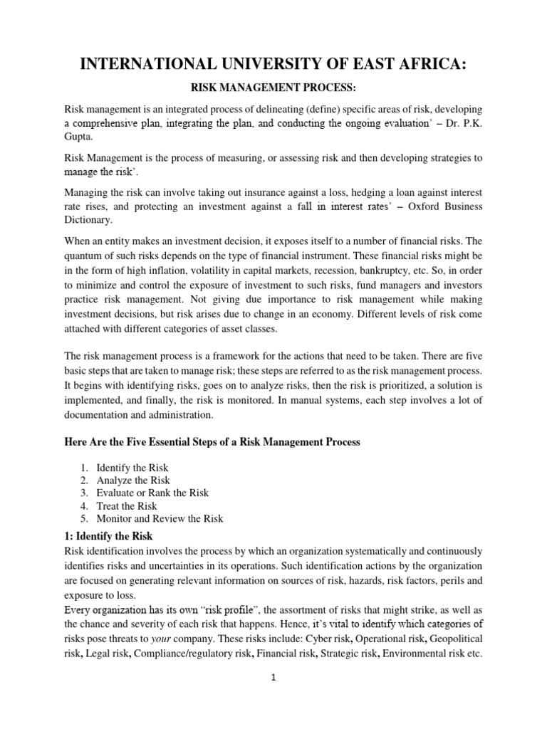 5-RISK MANAGEMENT PROCESS | PDF | Risk | Financial Risk