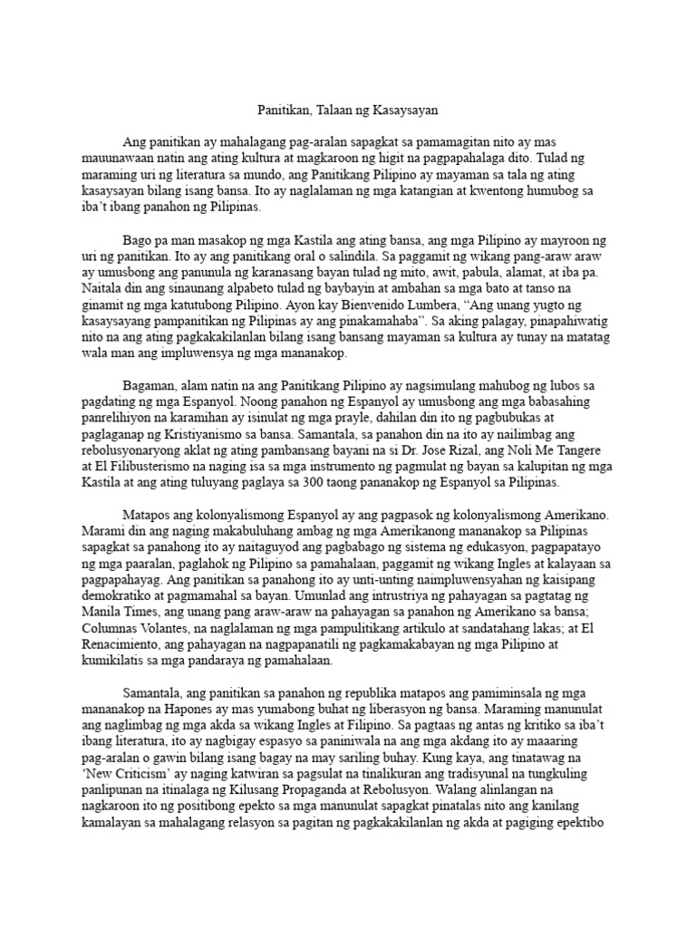 Panitikang Filipino | PDF