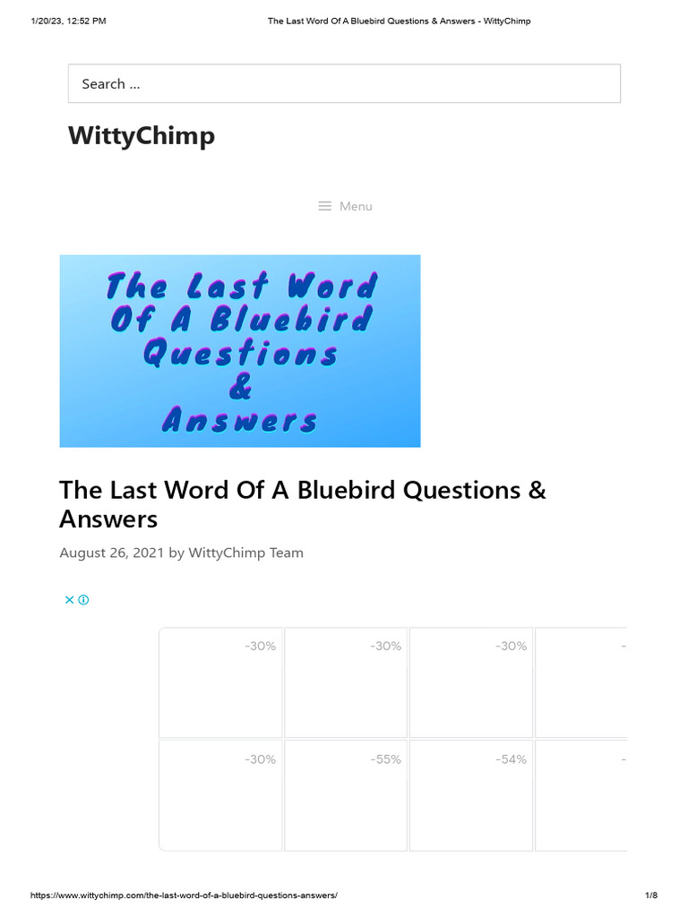The Last Word of A Bluebird Questions & Answers | PDF