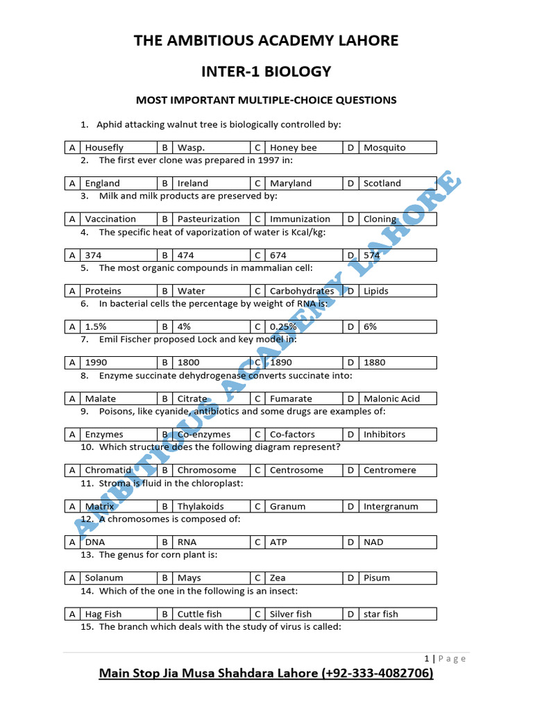Inter 1 Biology Success Series | Download Free PDF | Enzyme | Biology