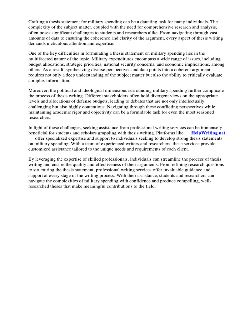 Thesis Statement For Military Spending | PDF | Thesis | Expert