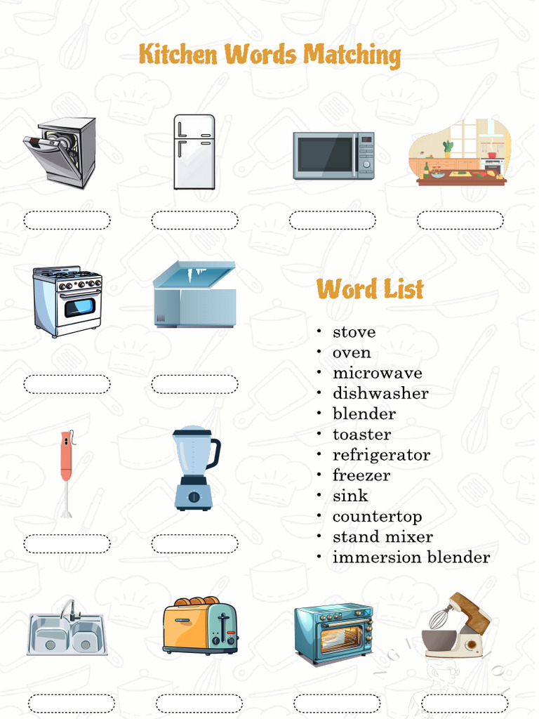 Kitchen Worksheets | PDF | Blender | Cooking Appliances