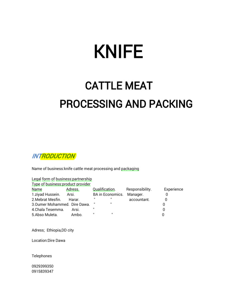 Knife Cattle Meat Processing and Packing | PDF