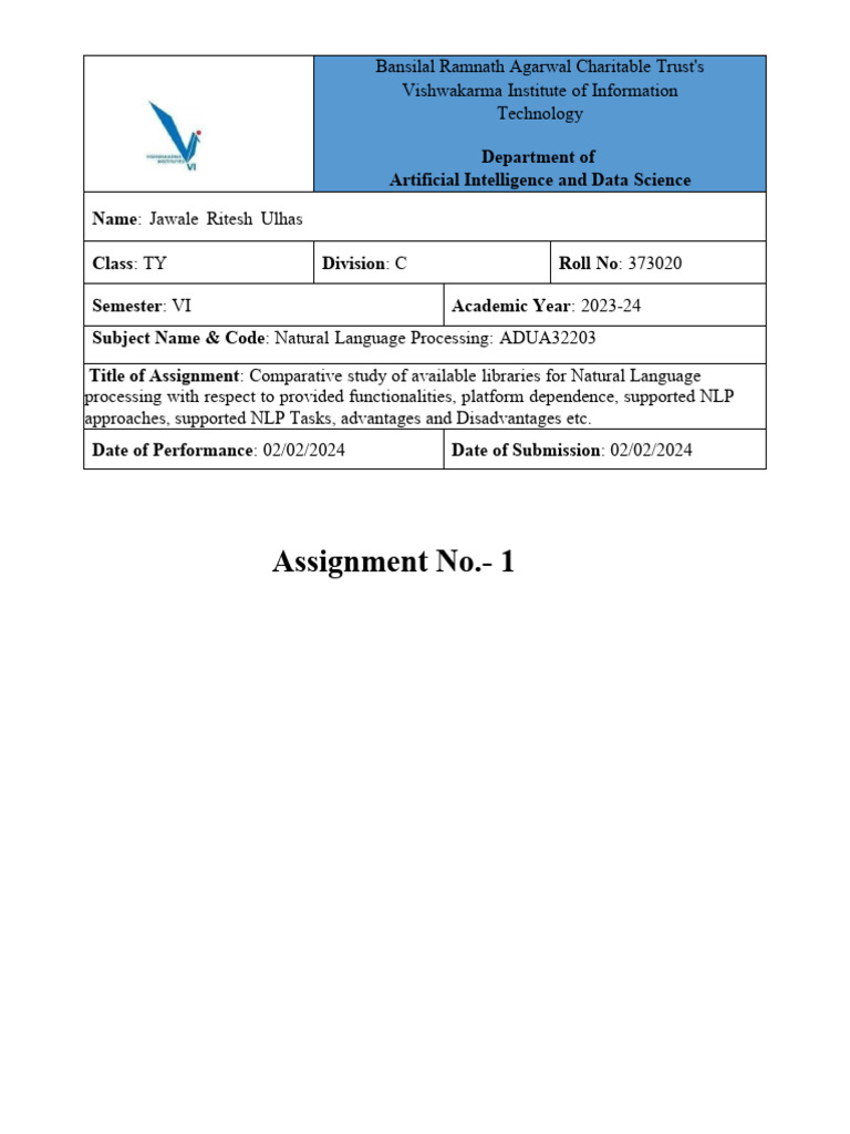 Nlp Assignment 1 Pdf Computers Technology And Engineering
