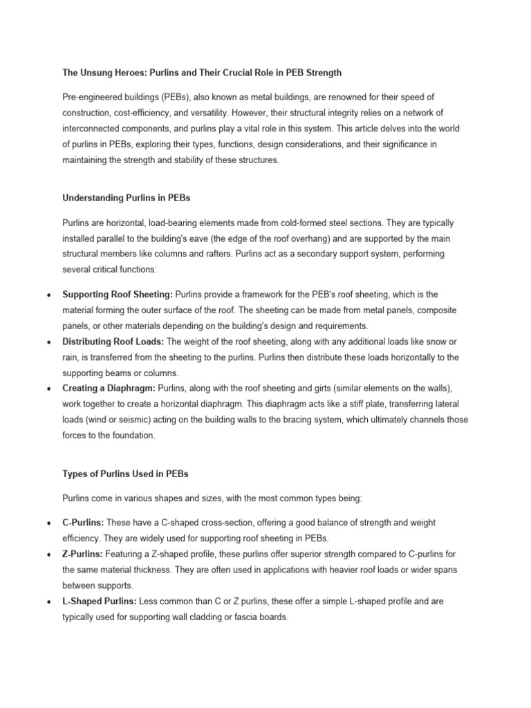 Purlin as a Structural Member | PDF | Roof | Structural Engineering