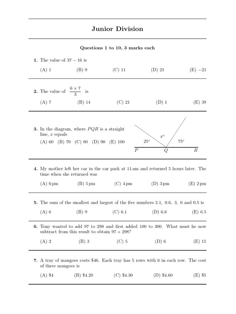 Amc Junior 2007 | PDF | Arithmetic | Mathematics