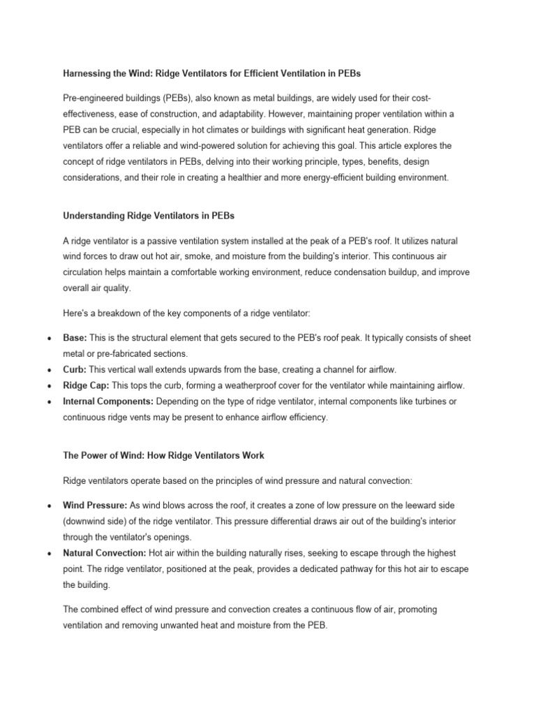 Ridge Ventilator | PDF | Ventilation (Architecture) | Wound