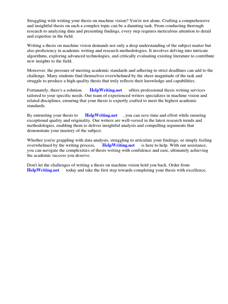 Thesis On Machine Vision | PDF