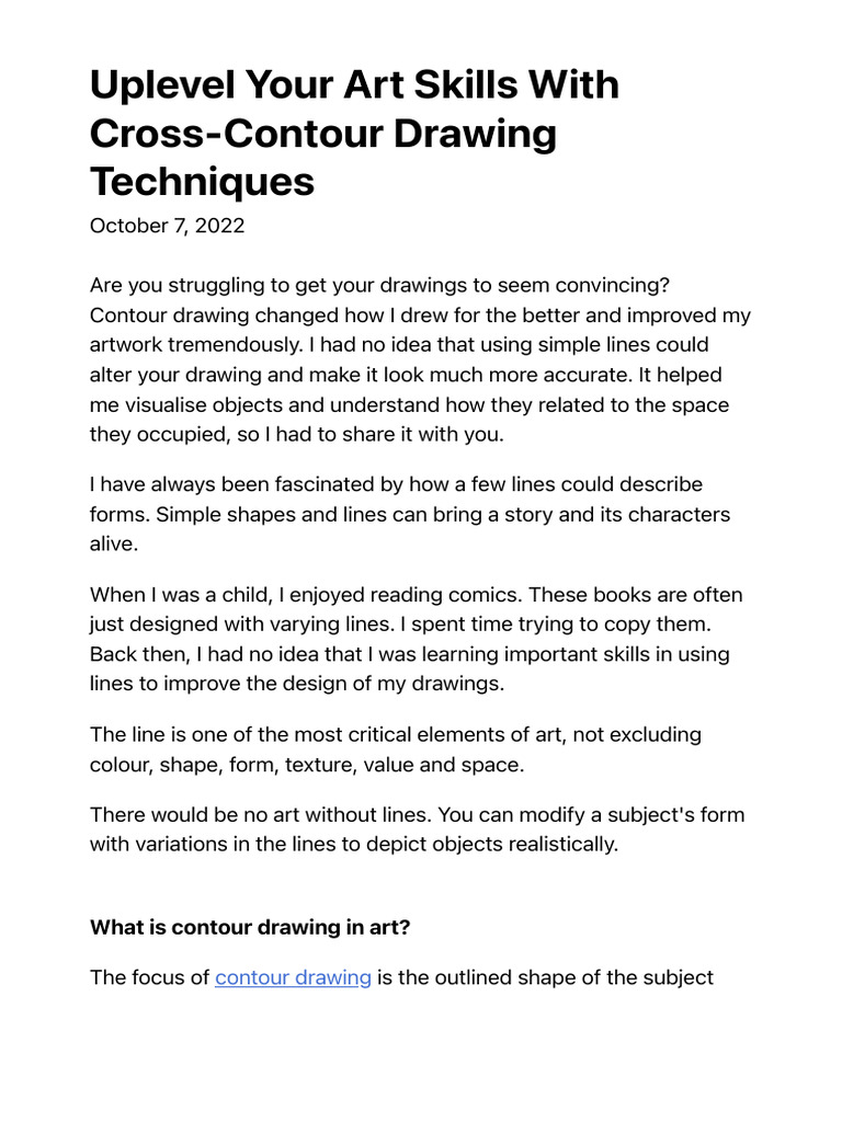 Uplevel Your Art Skills With Cross-Contour Drawing Techniques | PDF ...