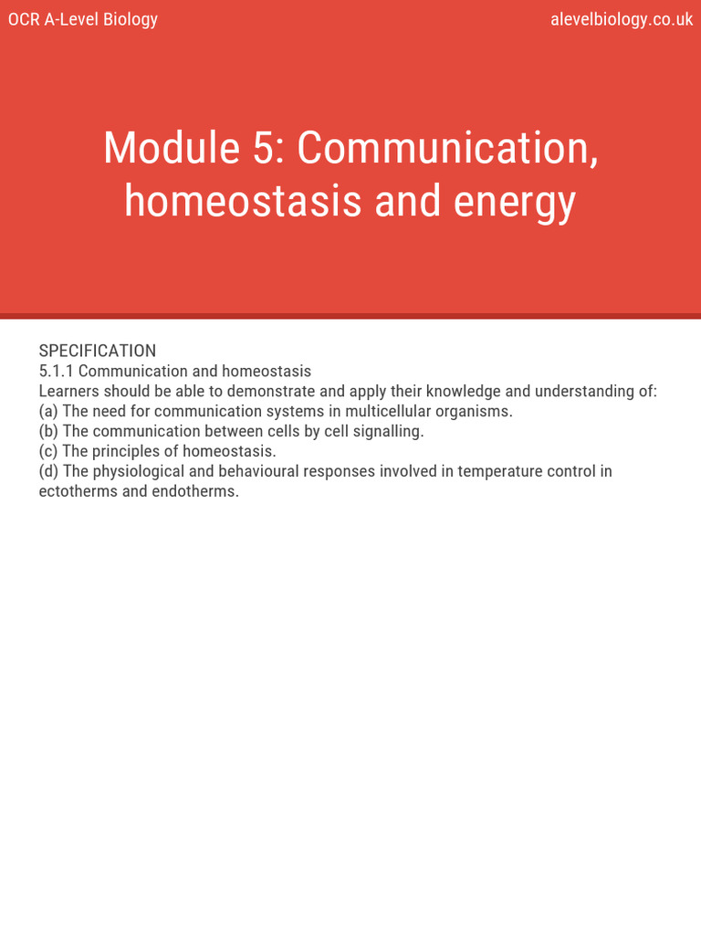 Module 5 - Communication, Homeostasis and Energy | PDF