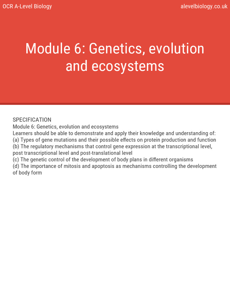 Module 6 - Genetics, Evolution and Ecosystems | PDF | Operon | Repressor