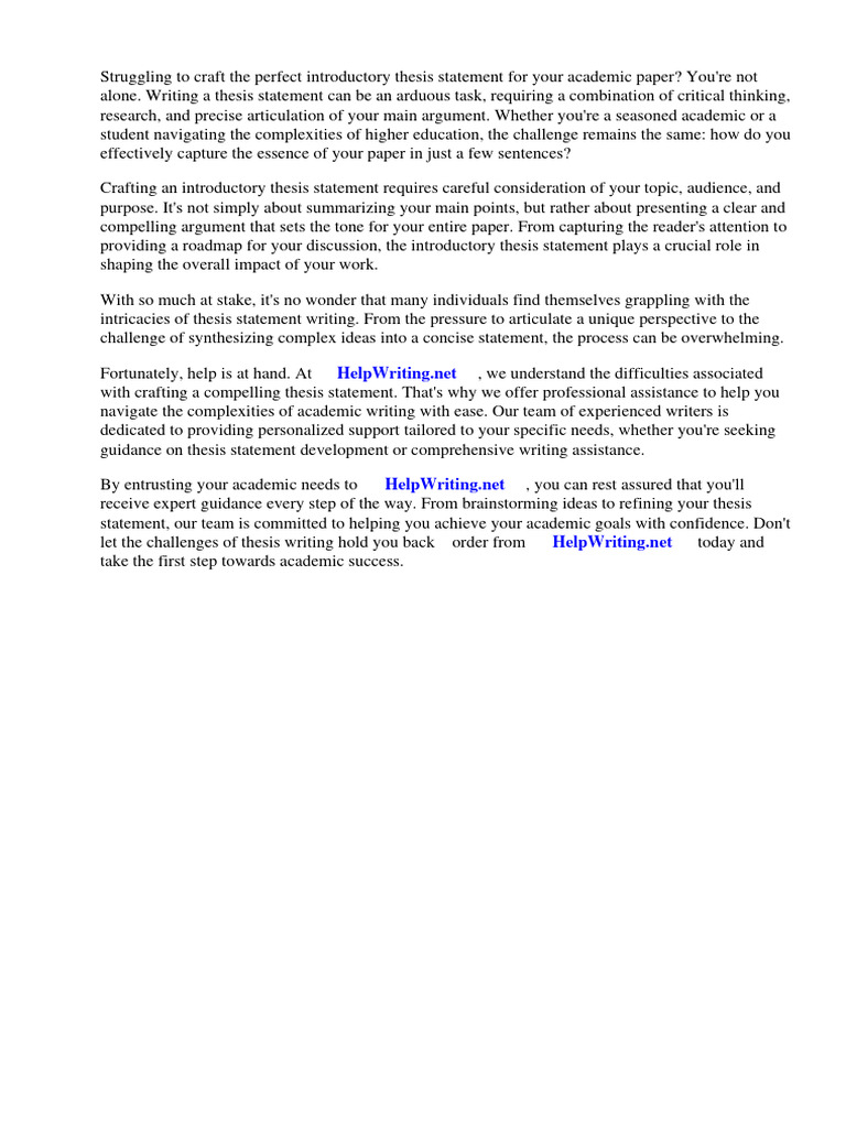 How To Write An Intro Thesis Statement | PDF | Essays | Thesis
