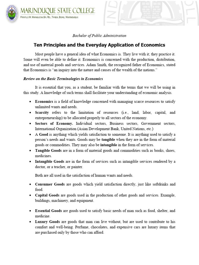 Ten Principles of Economics Explained | PDF | Economics | Market ...
