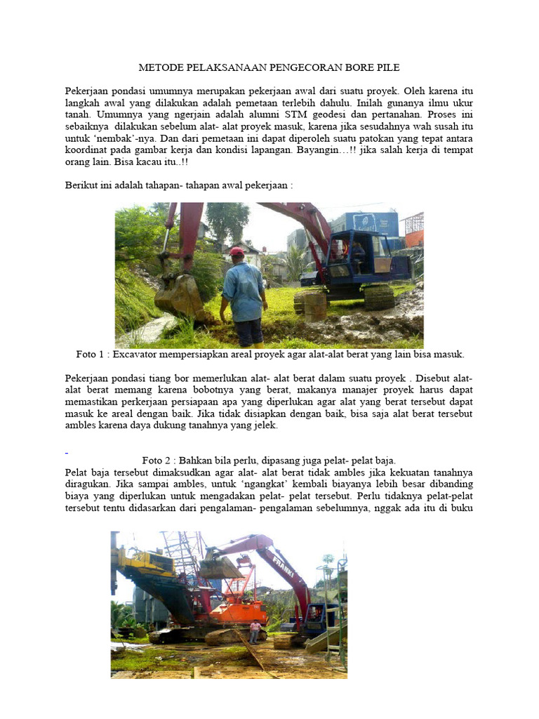 Metode Pelaksanaan Pengecoran Bore Pile | PDF