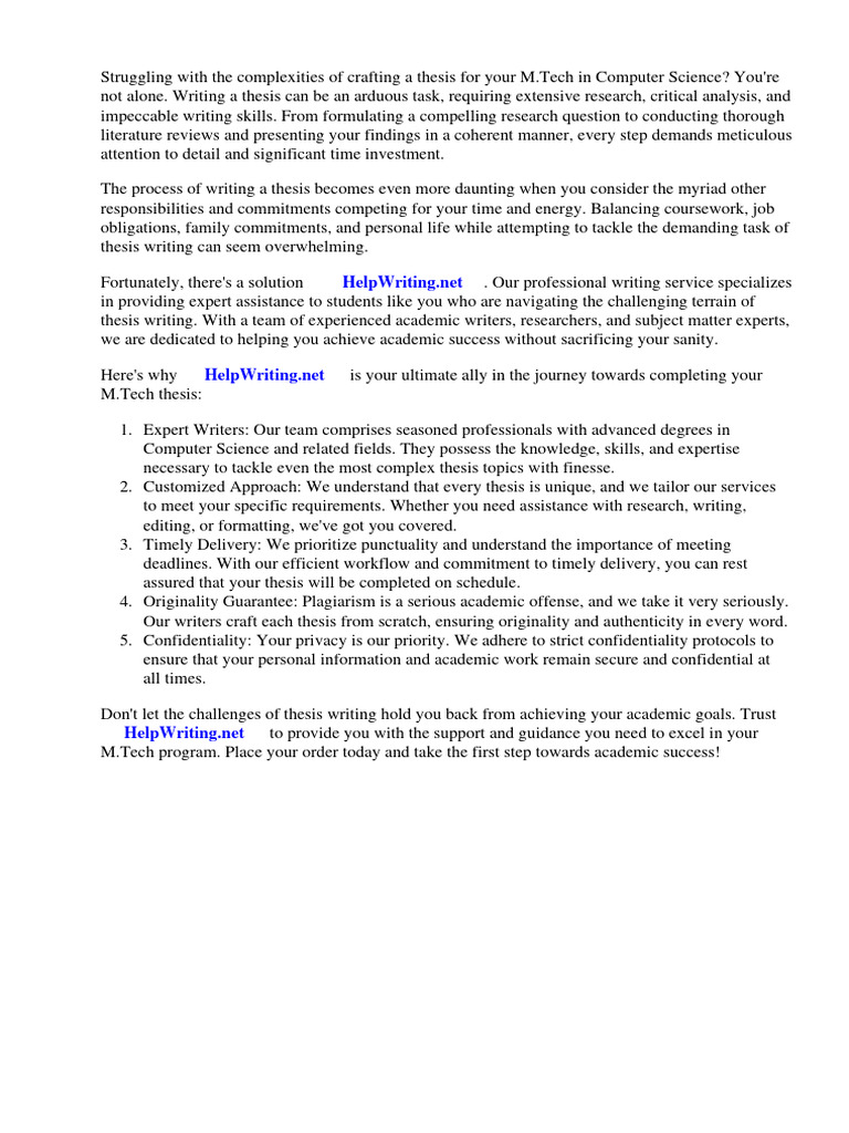 Thesis For M Tech Computer Science | PDF