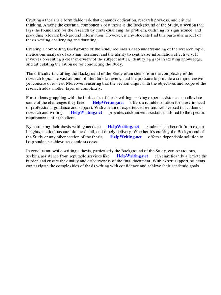 How To Make Background of The Study in Thesis Writing | PDF