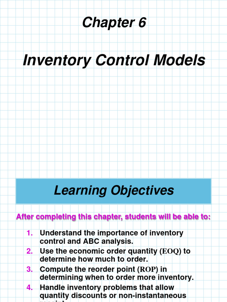 Chapter 6. Inventory Control Models (1) | PDF