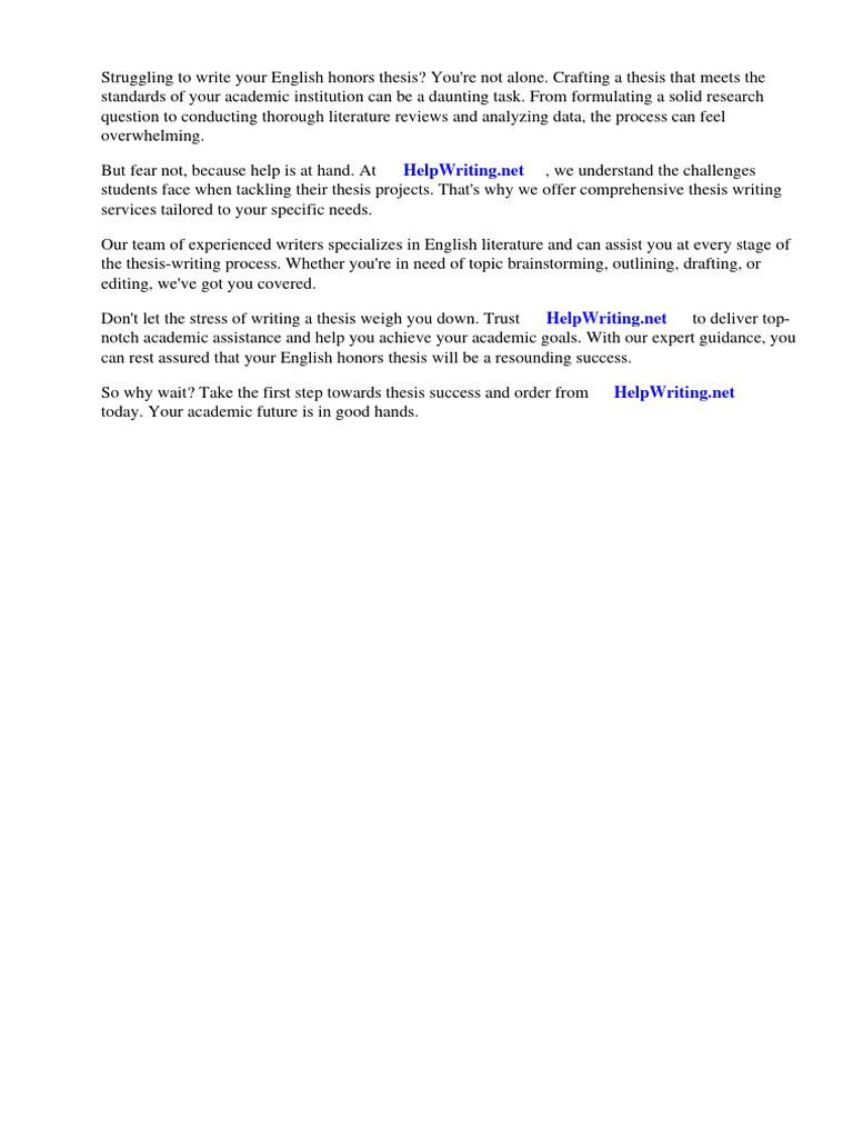 English Honors Thesis Ideas | PDF