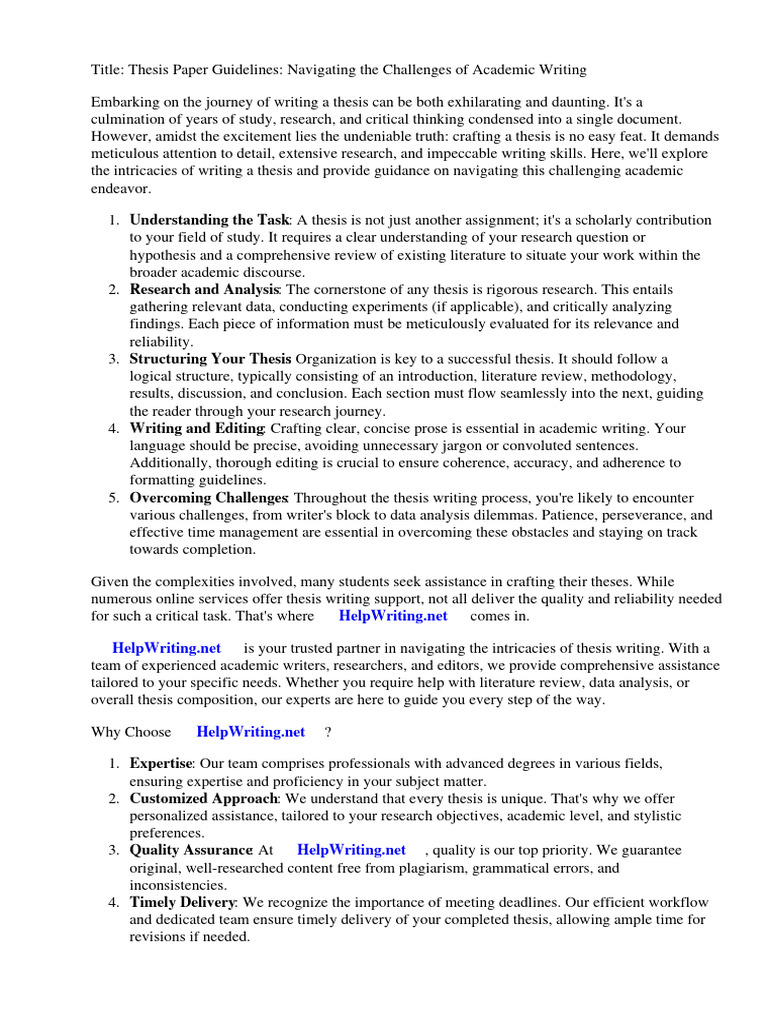 Thesis Paper Guidelines | PDF