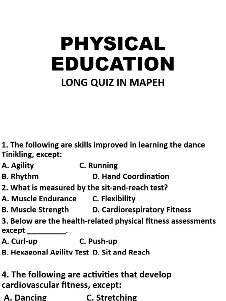 MAPEH Physical Education Long Quiz | PDF | Lifestyle