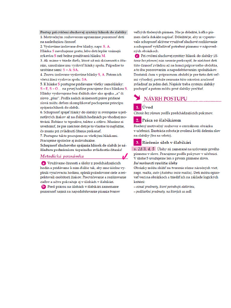 Postup Pri Cvičení Sluchovej Syntézy | PDF