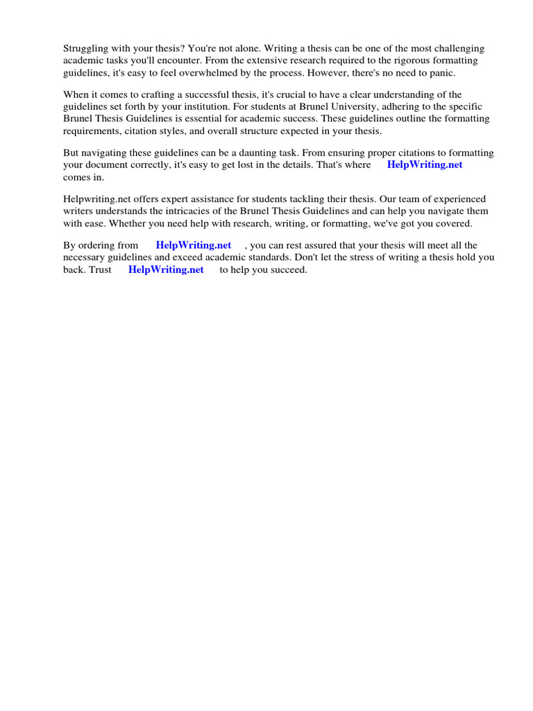 Brunel Thesis Guidelines | PDF