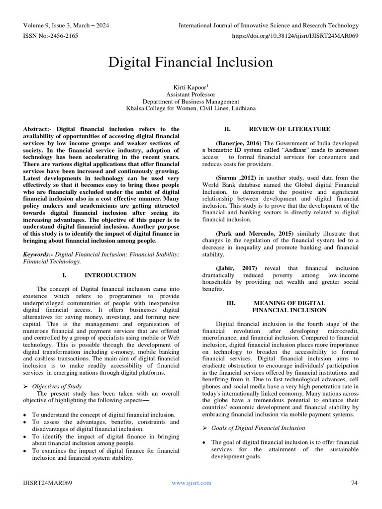 Digital Financial Inclusion | PDF | Financial Inclusion | Loans