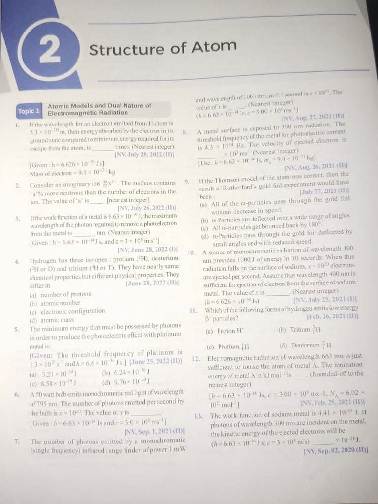 Structure of an Atom | PDF | Physical Sciences | Metrology