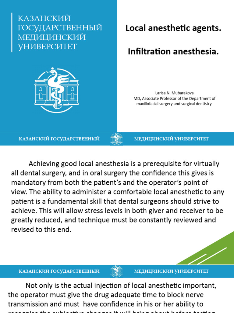 3 - Local Anesthetic Agents. Infiltration Anesthetic of Local ...