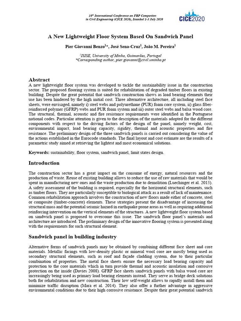 Lightweight Sandwich Panel Floor System | PDF | Strength Of Materials ...