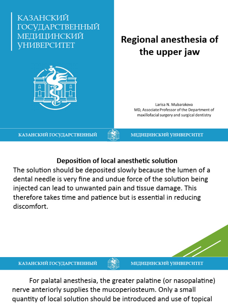 Upper Jaw Regional Anesthesia Guide | PDF | Wellness | Science ...