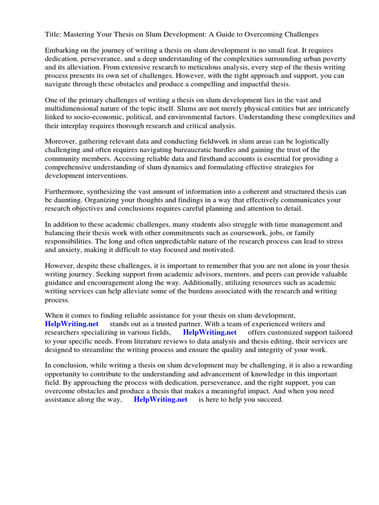 Thesis On Slum Development | PDF | Slum | Social Media