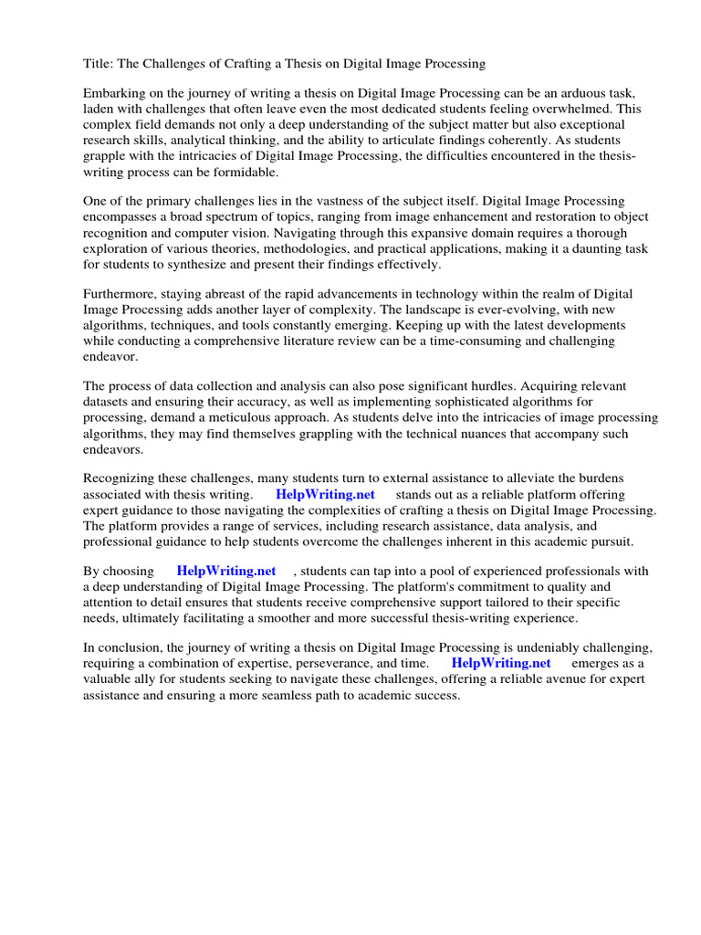 Thesis On Digital Image Processing | PDF | Data | Computer Engineering