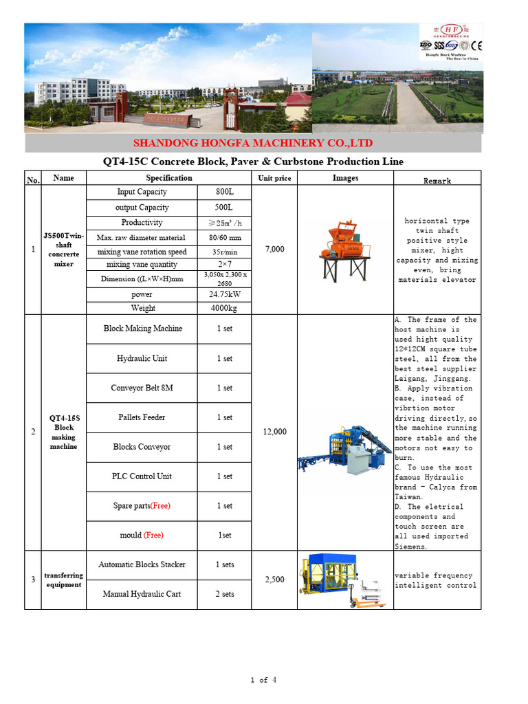 QT4-15S Block Production Line | PDF
