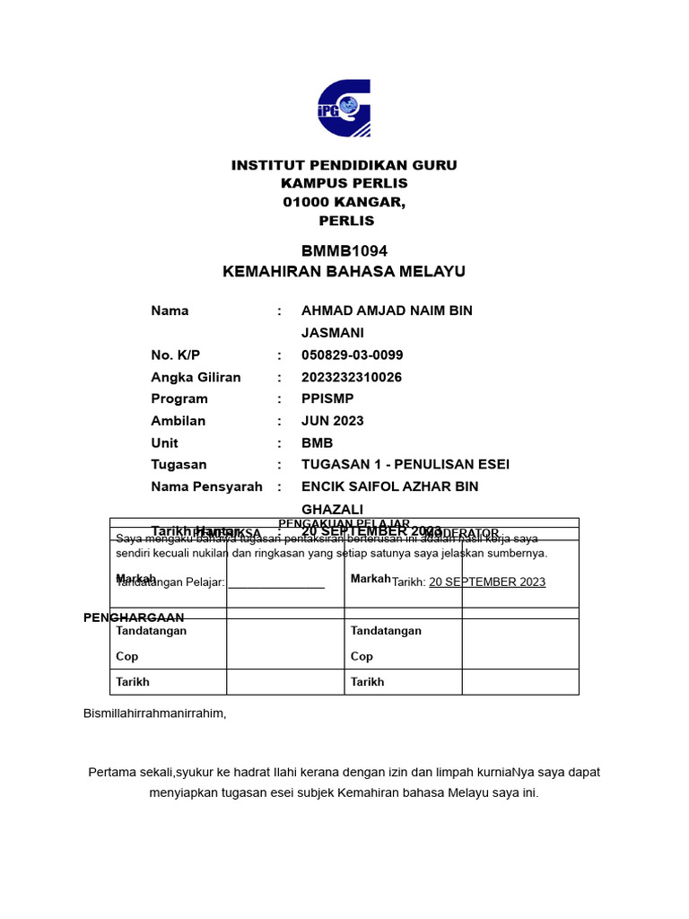 BMMB1094 Kemahiran Bahasa Melayu | PDF