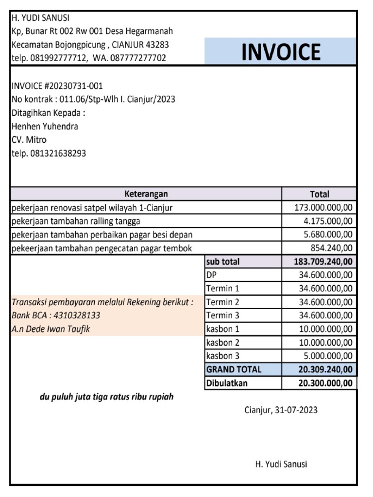 Invoice Tagihan | PDF