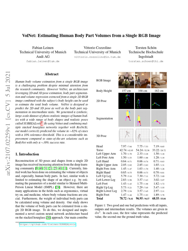 Volnet: Estimating Human Body Part Volumes From A Single RGB Image ...
