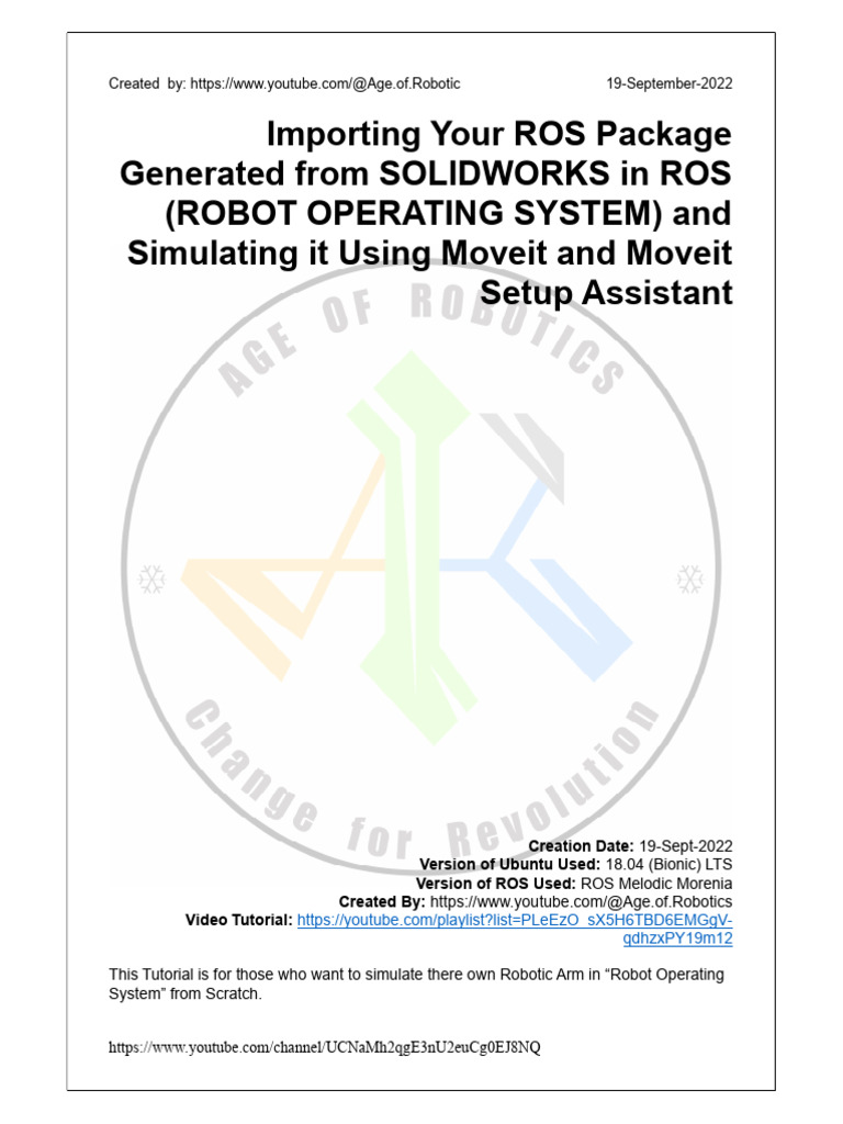 Importing URDF Package From Soloidworks in ROS | PDF