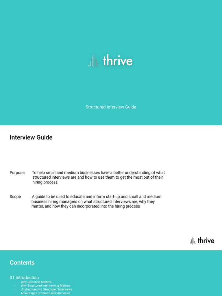 Thrive Structured Interview Guide | PDF | Bias | Job Interview