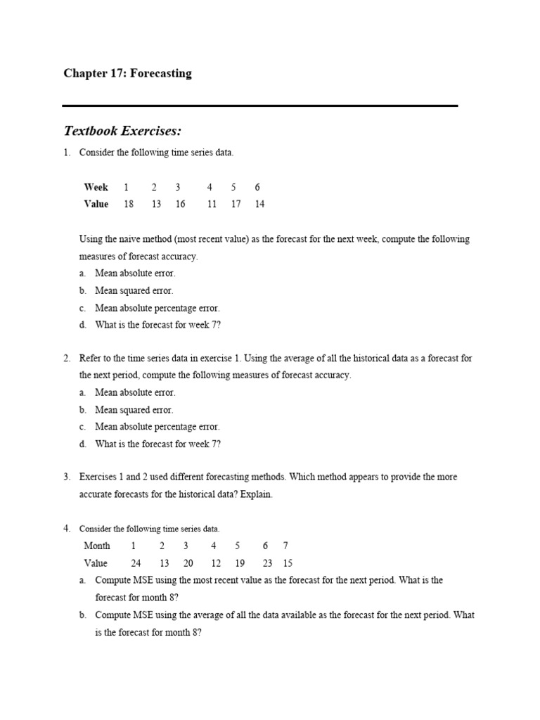ch17 Solutions | PDF | Forecasting | Mean Squared Error