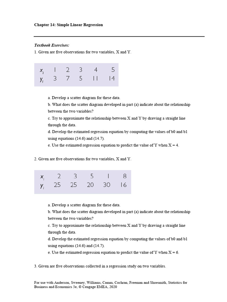 Simple Linear Regression Exercises | PDF | Teaching Methods & Materials | Computers