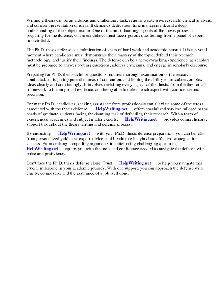 PHD Thesis Defense Questions | PDF | Thesis | Doctor Of Philosophy PHD Thesis Defense Questions | PDF | Thesis | Doctor Of Philosophy